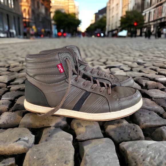 Levi's | Shoes | Levis High Top Gray Denim Color Block Sneakers Kids ...